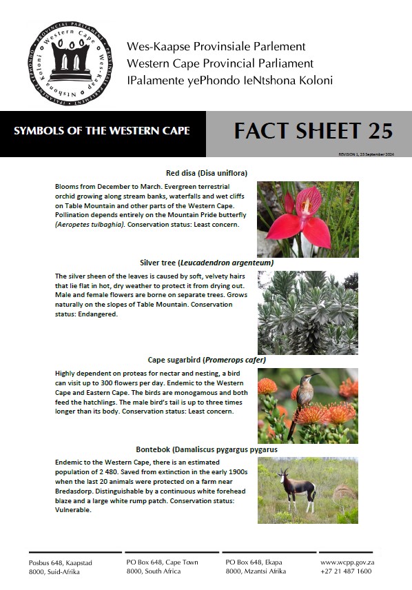 Fact Sheet 25: Symbols of the Western Cape | wcpp